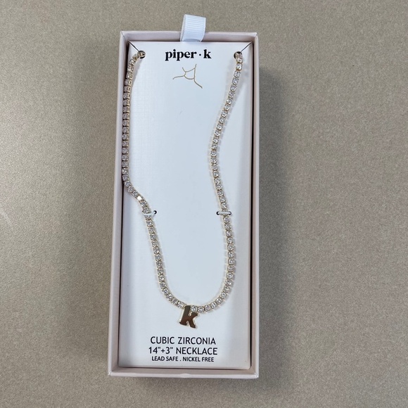Piper K | Jewelry | Piper K Cz Tennis Necklace With Initial Charm K Nwt ...